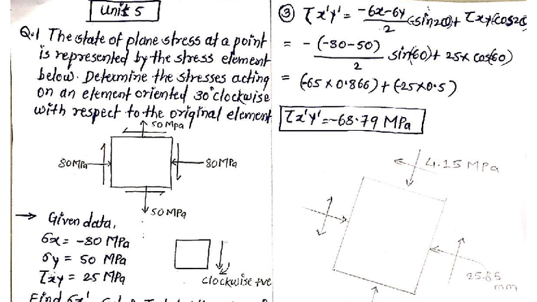 Solid Mechanics 14.142 - Unit 5: Stress Analysis and Design - Studocu