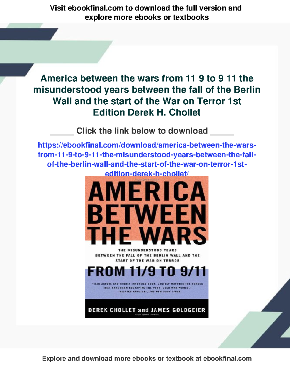 America Between the Wars: The Misunderstood Years 1989-2001 - Studocu