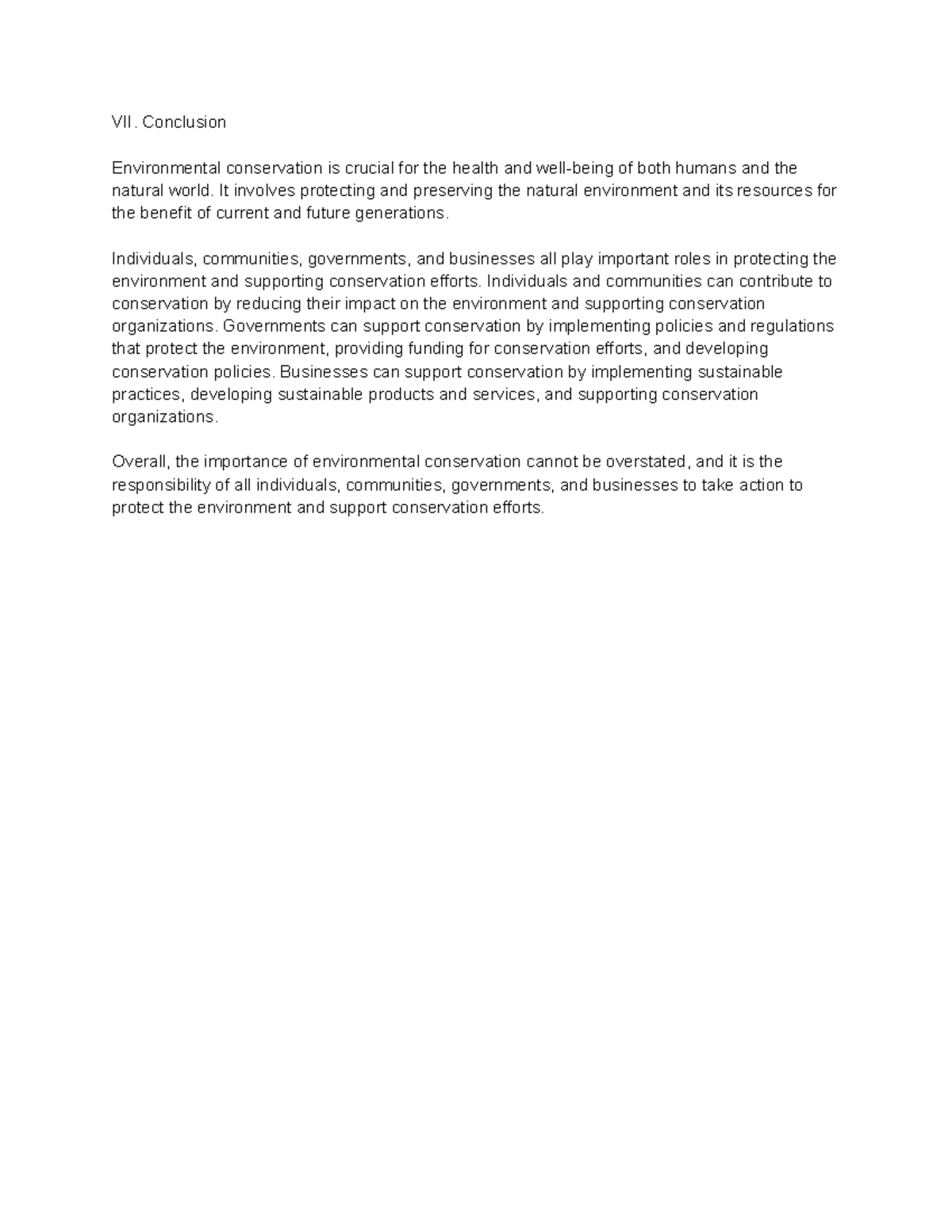 ENVS 202: Conclusion on the Importance of Environmental Conservation ...
