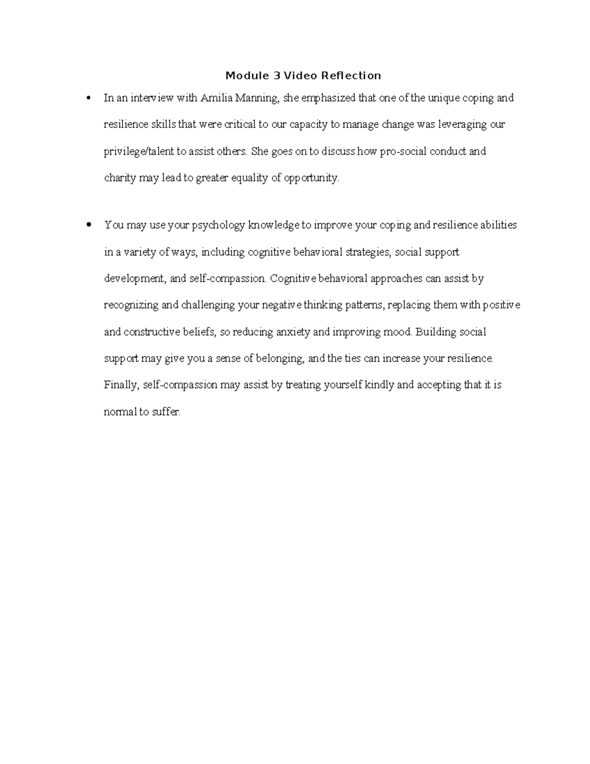 Module 3 Video Reflection - Module 3 Video Reflection In an interview ...