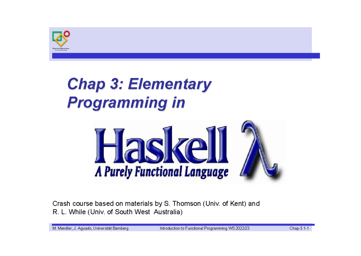 IFP 3 - Lecture 1: Introduction to Haskell Programming Concepts - Studocu