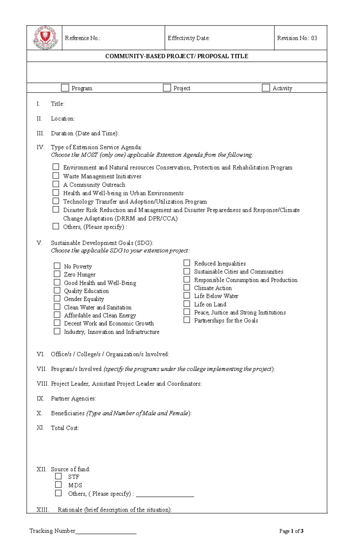 Title of the community based project proposal - Reference No ...