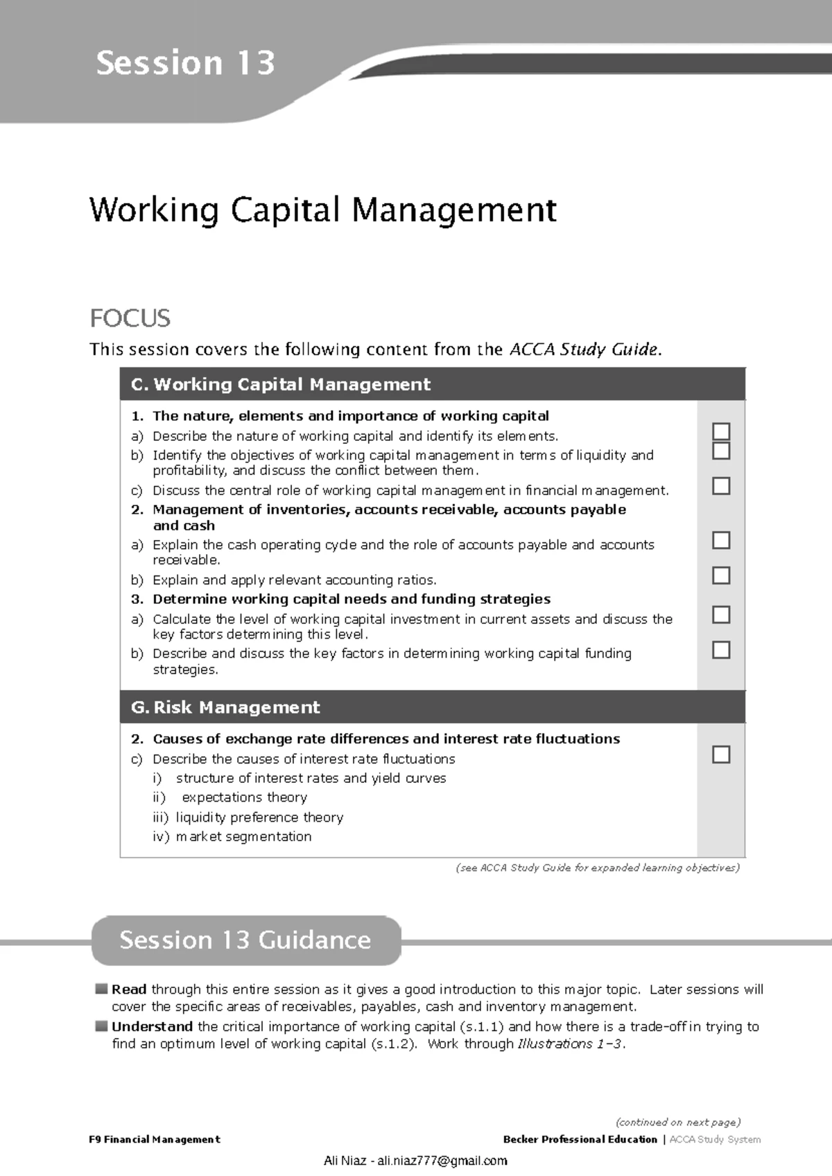 ACCA FM Exam Formula Sheet: Key Financial Management Concepts - Studocu