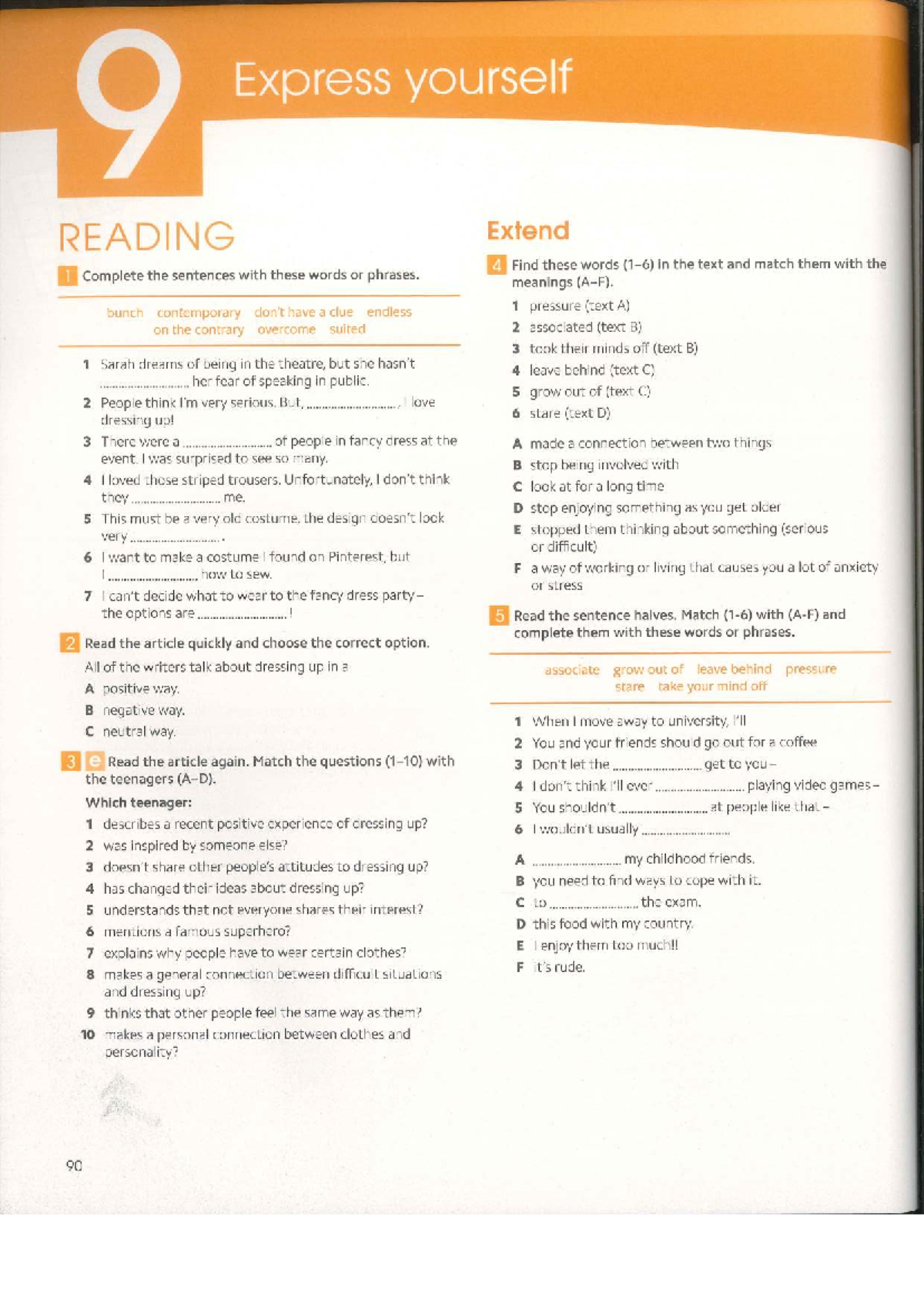 10.6.1 Reading - WB Unit 9: Vocabulary Matching & Sentence Completion ...