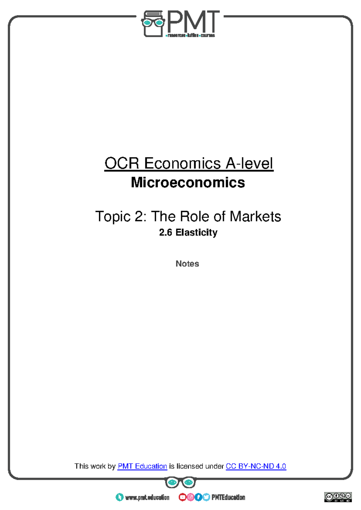 Microeconomics: Elasticity Concepts | OCR A-level Economics Notes - Studocu