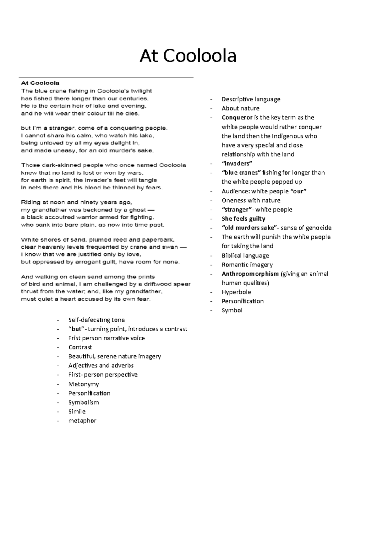 At Cooloola: Analyzing Judith Wright’s Post-Colonial Poem Insights ...