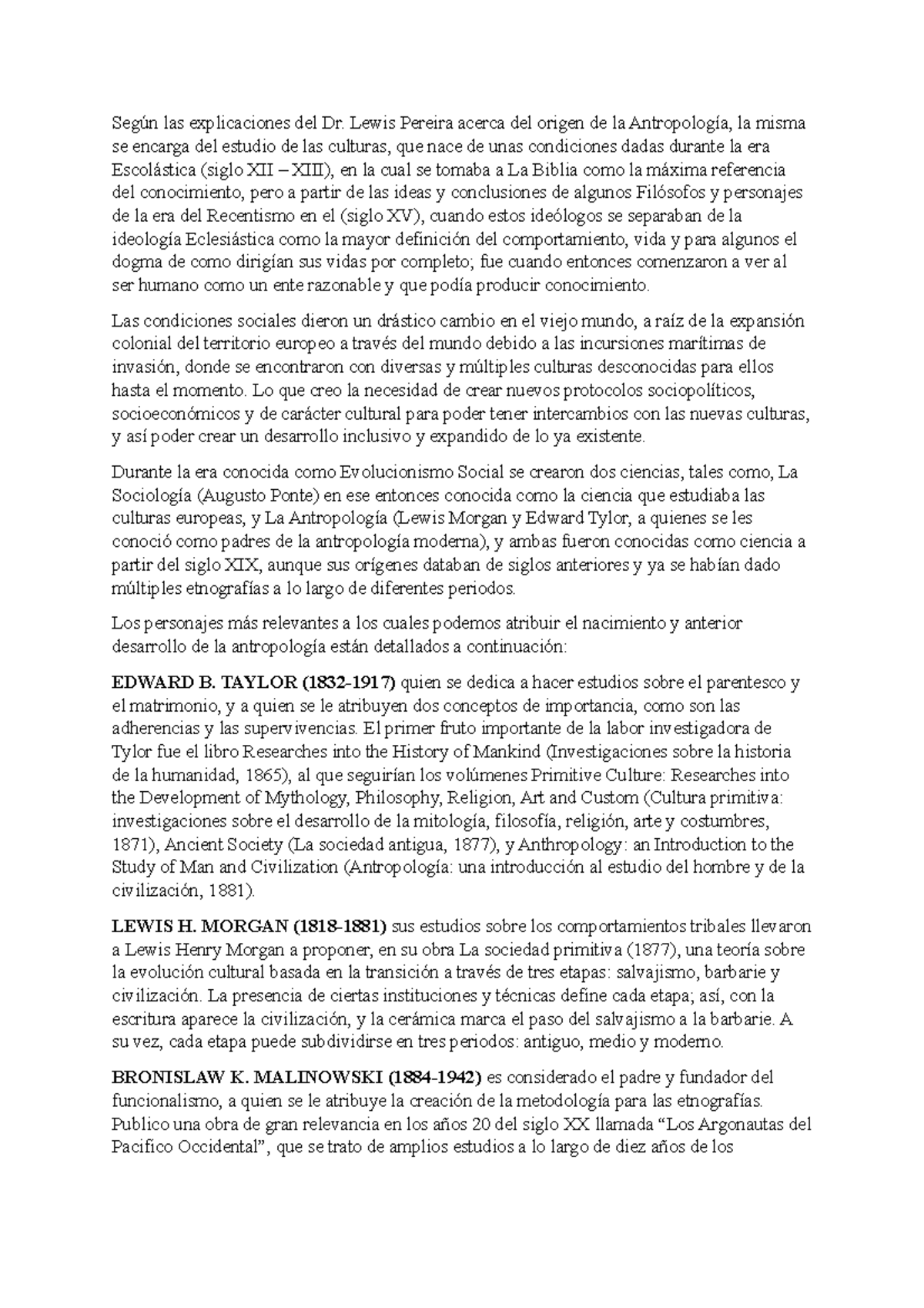 Primer Foro de Antropologia General - Según las explicaciones del Dr ...