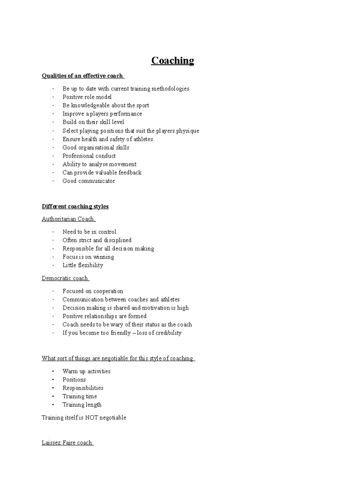 Coaching-Pass: Essential Qualities of an Effective Coach - Studocu