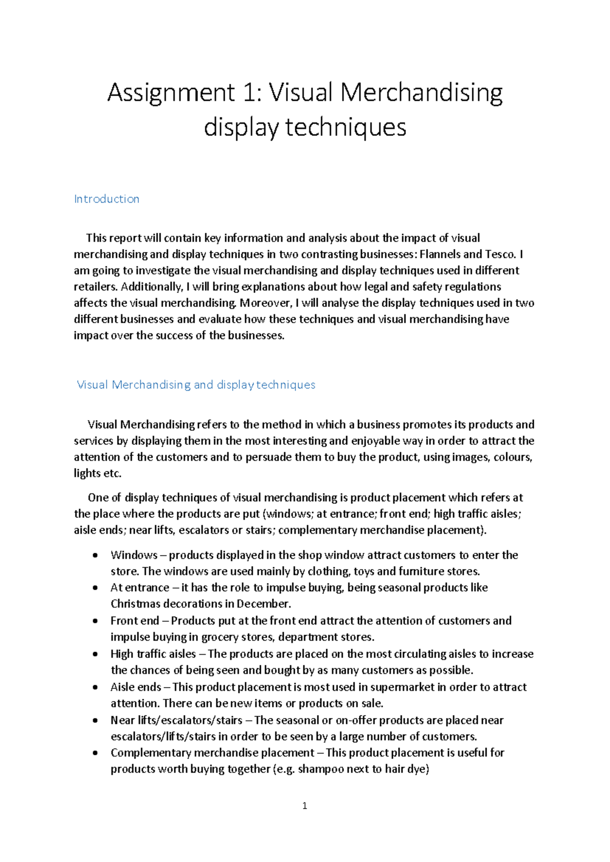 Unit 16 Visual Merchandising Assignment 1 Task 1 - Unit 16 - Studocu