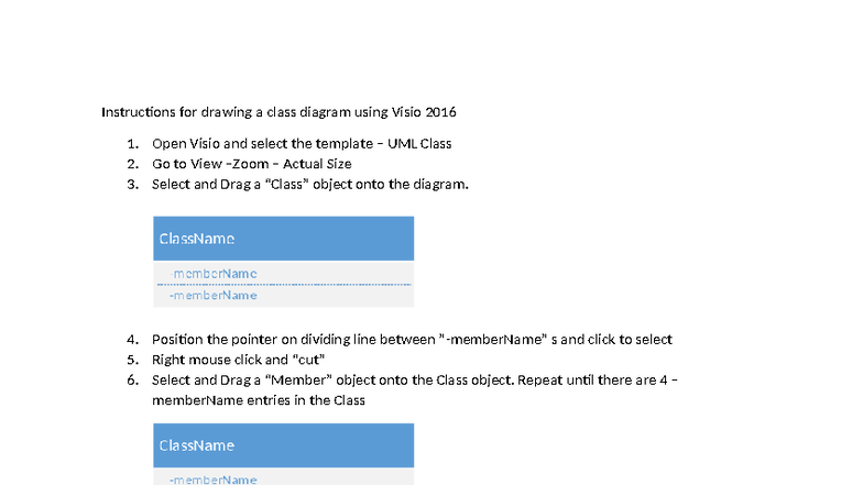 Visio 2016: Instructions for Drawing a Class Diagram - Studocu