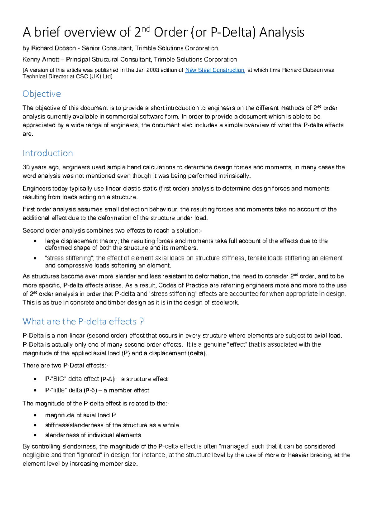 Overview of 2nd Order Analysis Methods for Engineers - Studocu