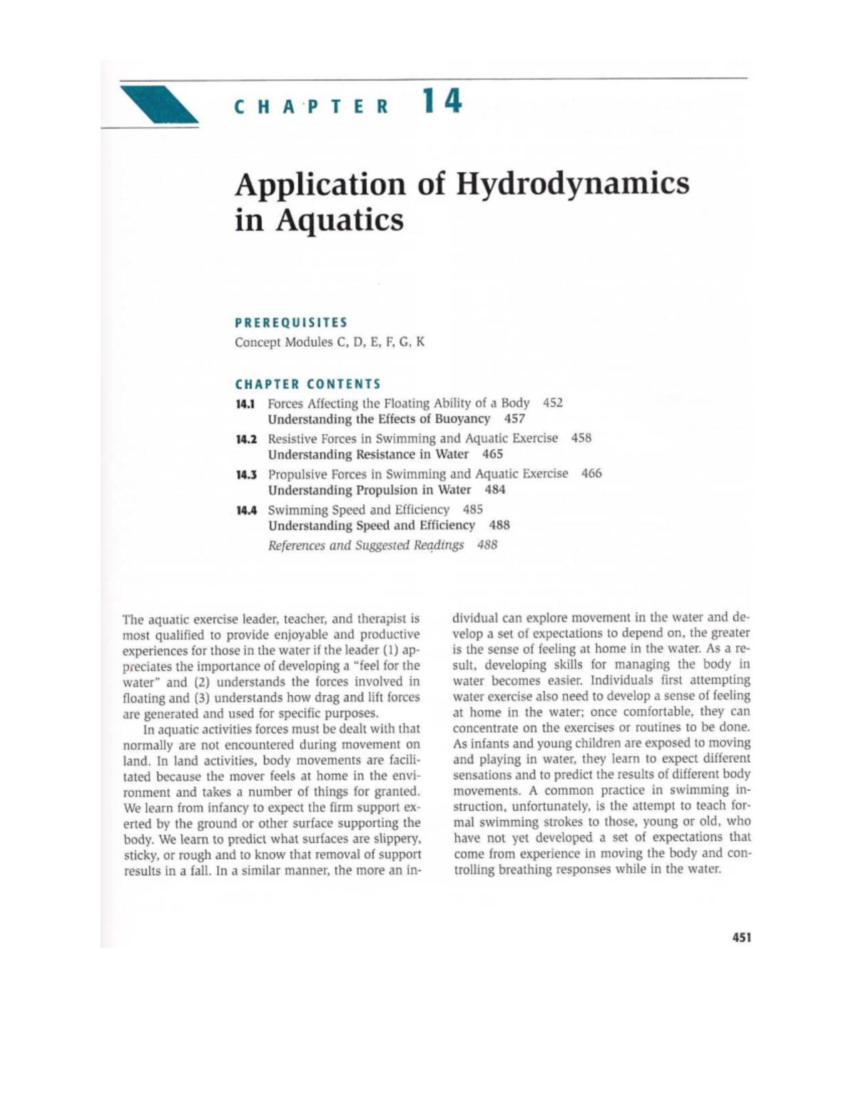 Chapter 14: Application of hydrodynamics in aquatics and buoyancy ...