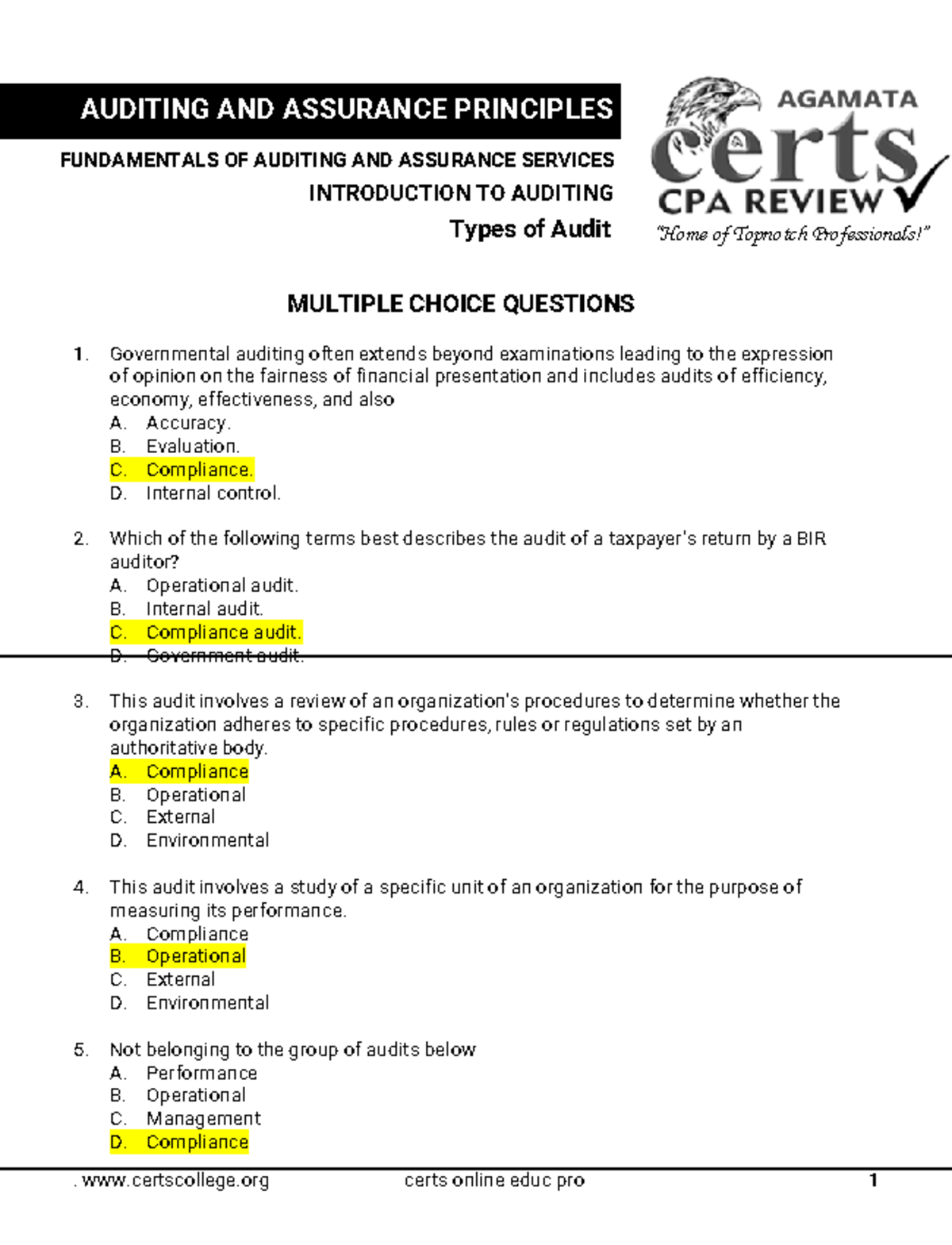 Types of Audit: Understanding Key Concepts and Principles - Studocu