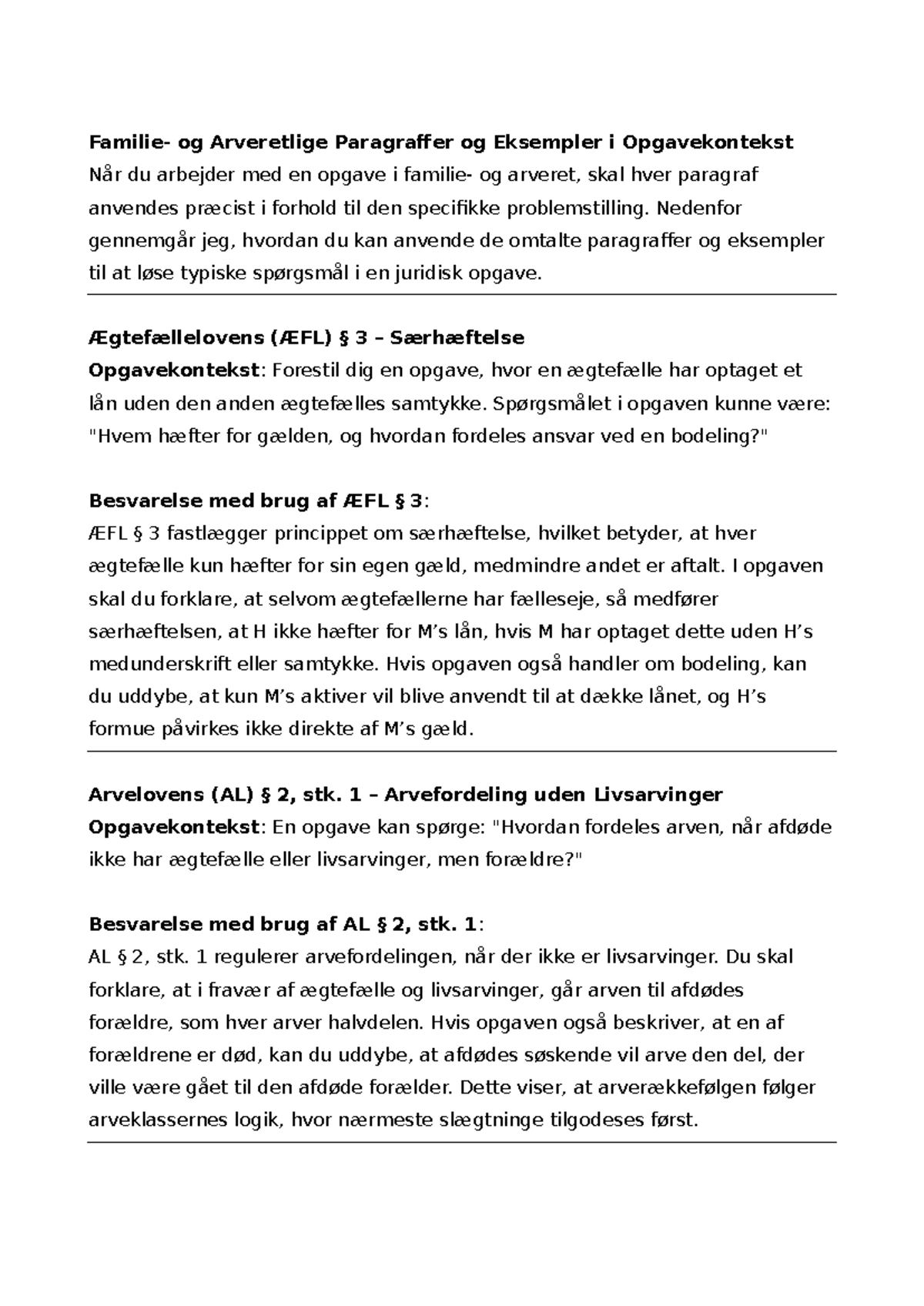 Centrale Paragraffer i Familie- og Arveret: Juridiske Opgaver og ...