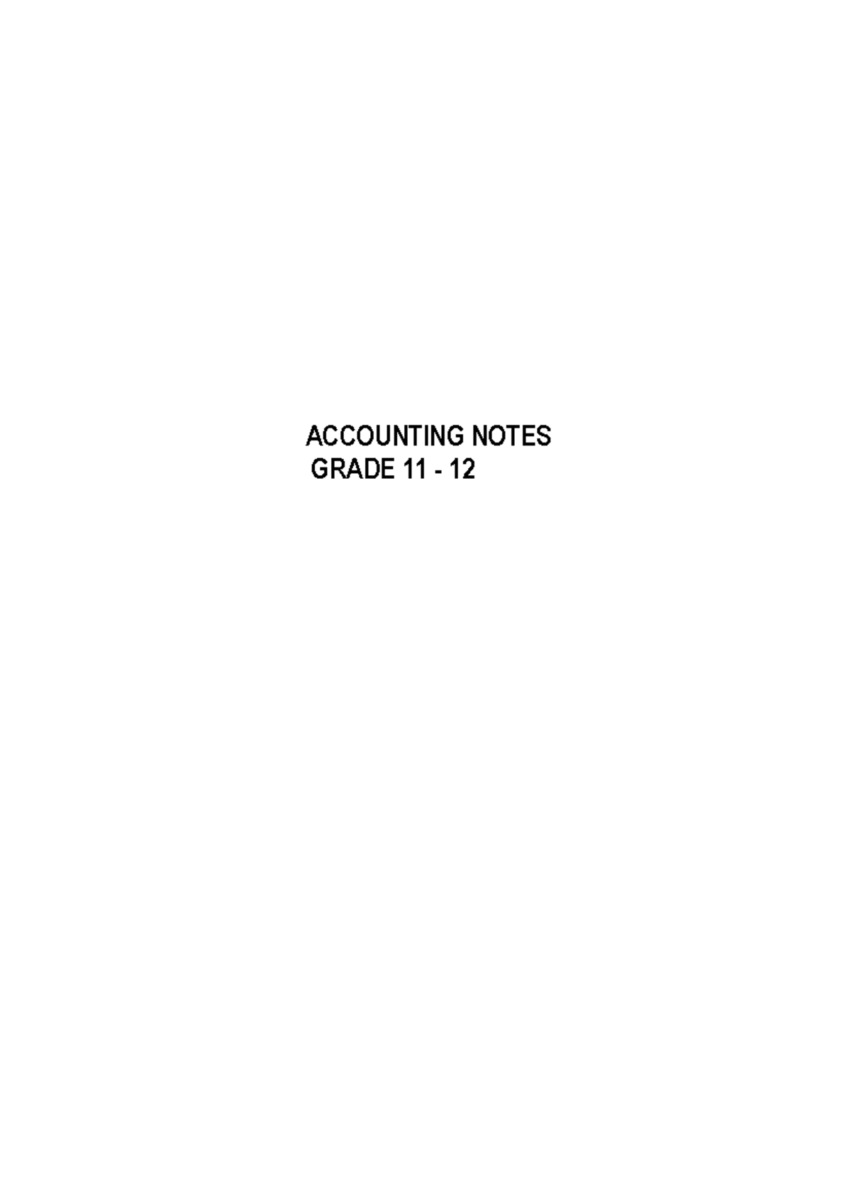 Grade 11 - 12 Accounting Notes: Understanding the Accounting Equation ...