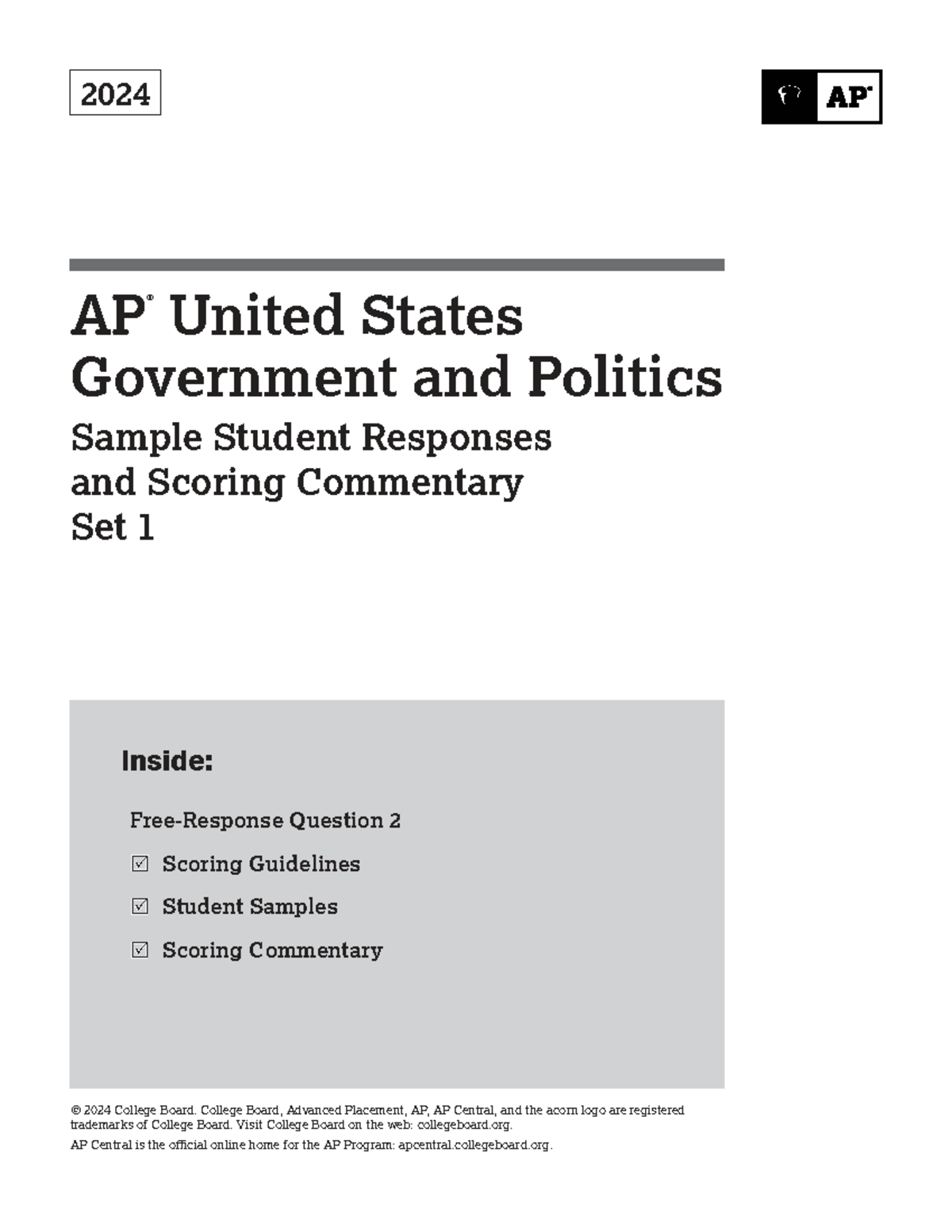 2024 AP US Government & Politics: Q2 Sample Responses & Scoring - Studocu