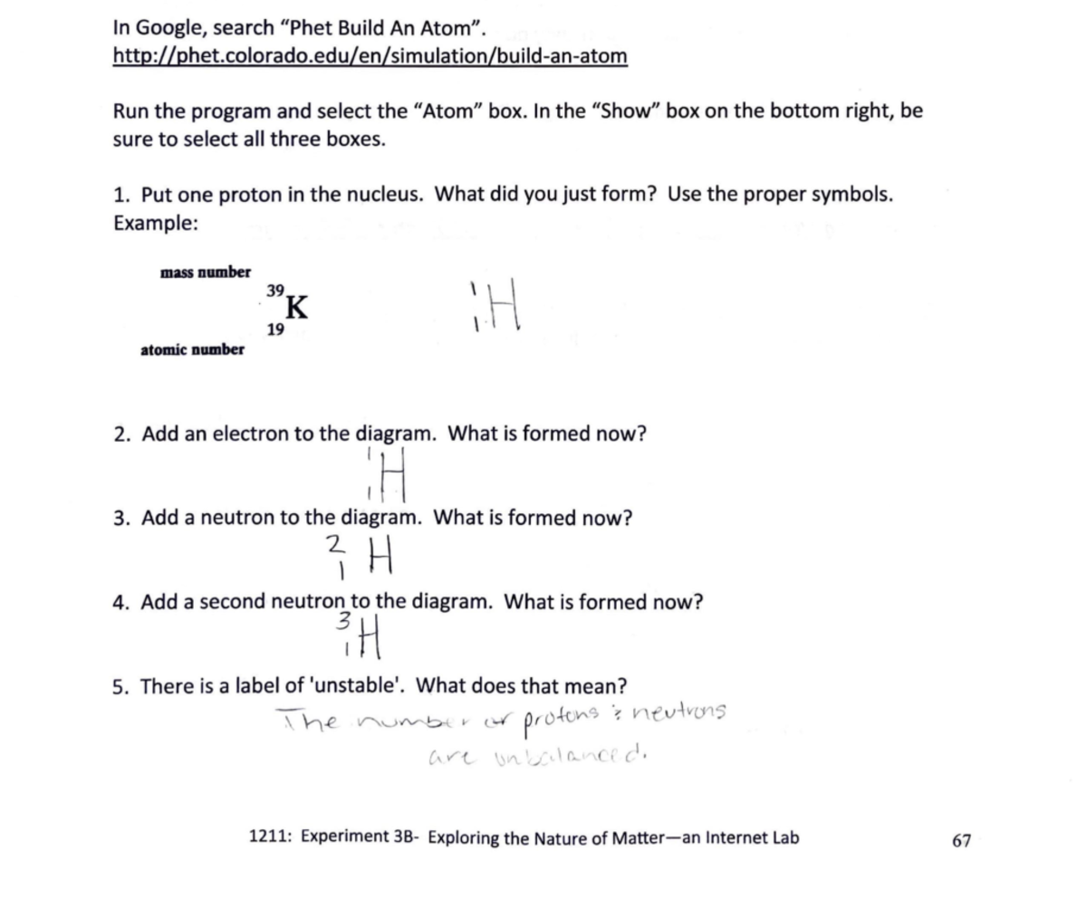 Experiment 3B - In Google, search "Phet Build An Atom". - Studocu