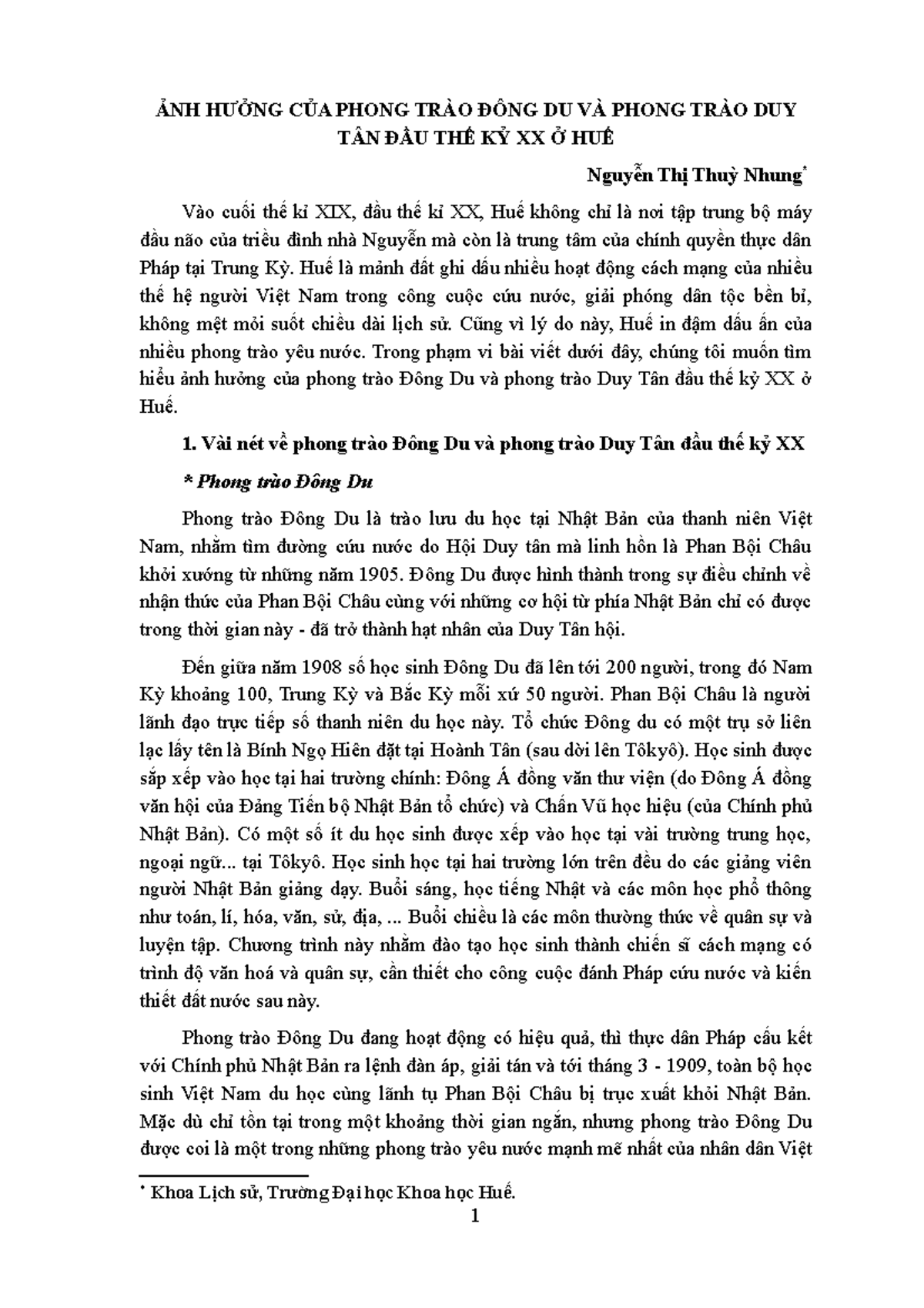 ANH HƯỞNG CỦA PHONG TRÀO ĐÔNG DU VÀ DUY TÂN Ở HUẾ THẾ KỶ XX - Studocu