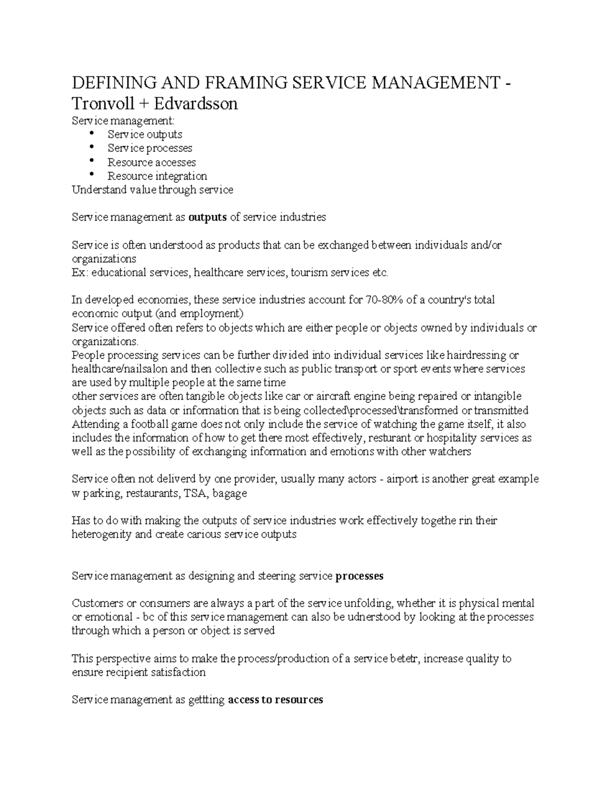 SEM Foundations: Defining and Framing Service Management - Studocu