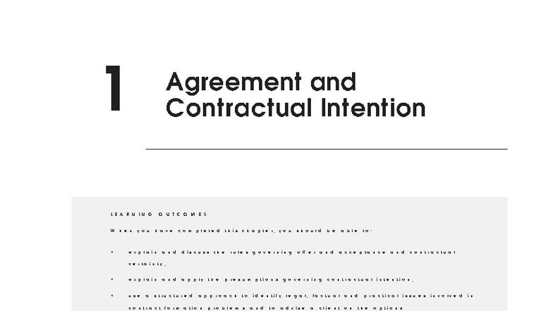 Contract Law 2526: Chapter 1 - Agreement and Contractual Intention ...