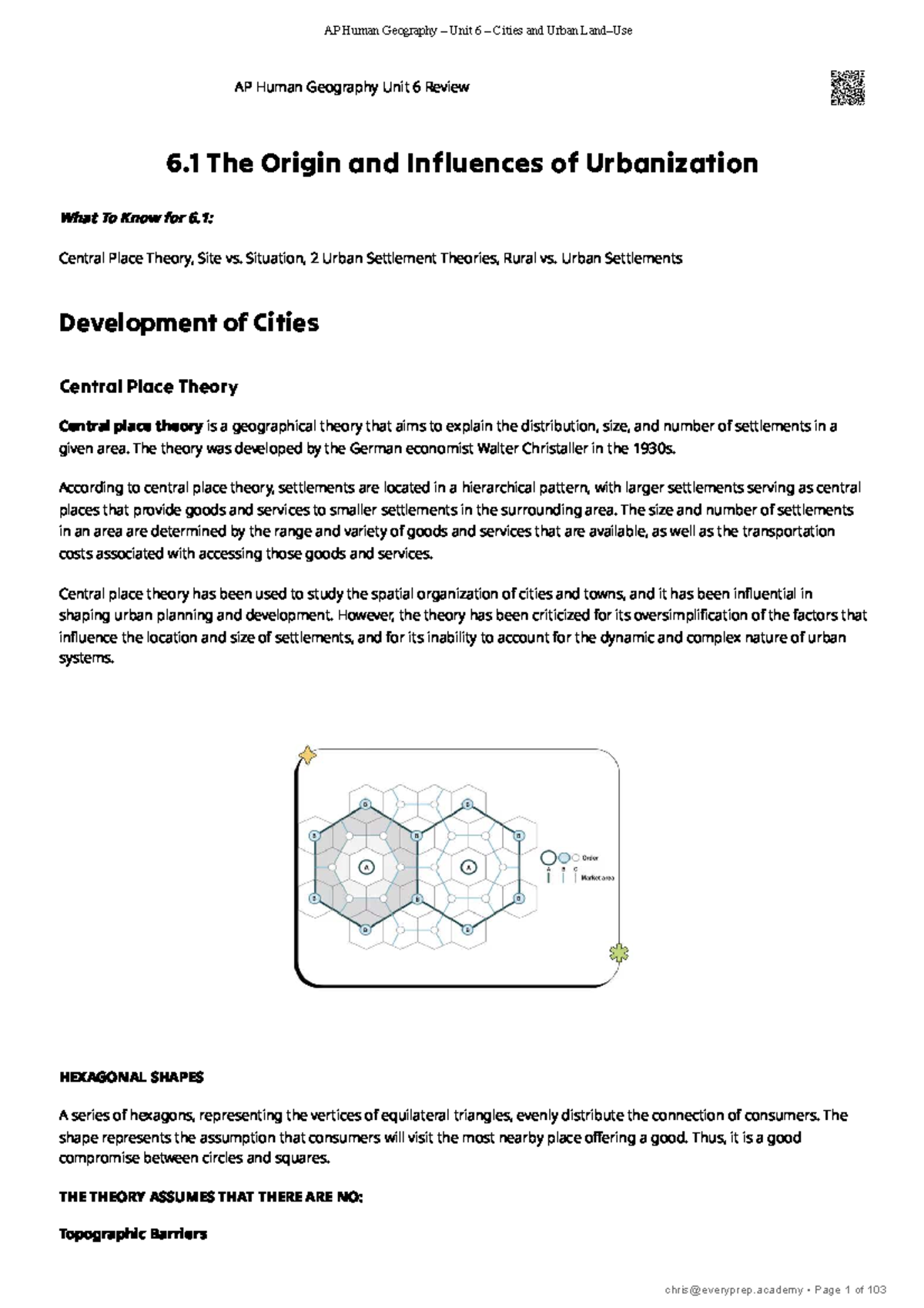 AP Human Geography Unit 6: Cities, Urbanization, and Globalization ...