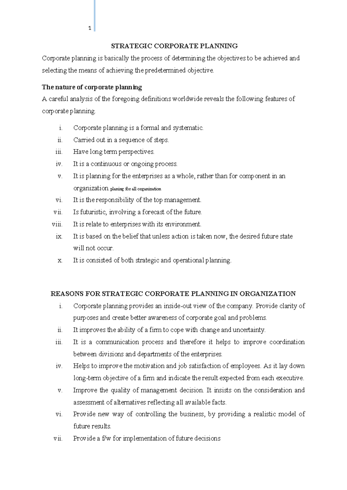 Strategic Corporate Planning & Environmental Analysis (SM 101) - Studocu