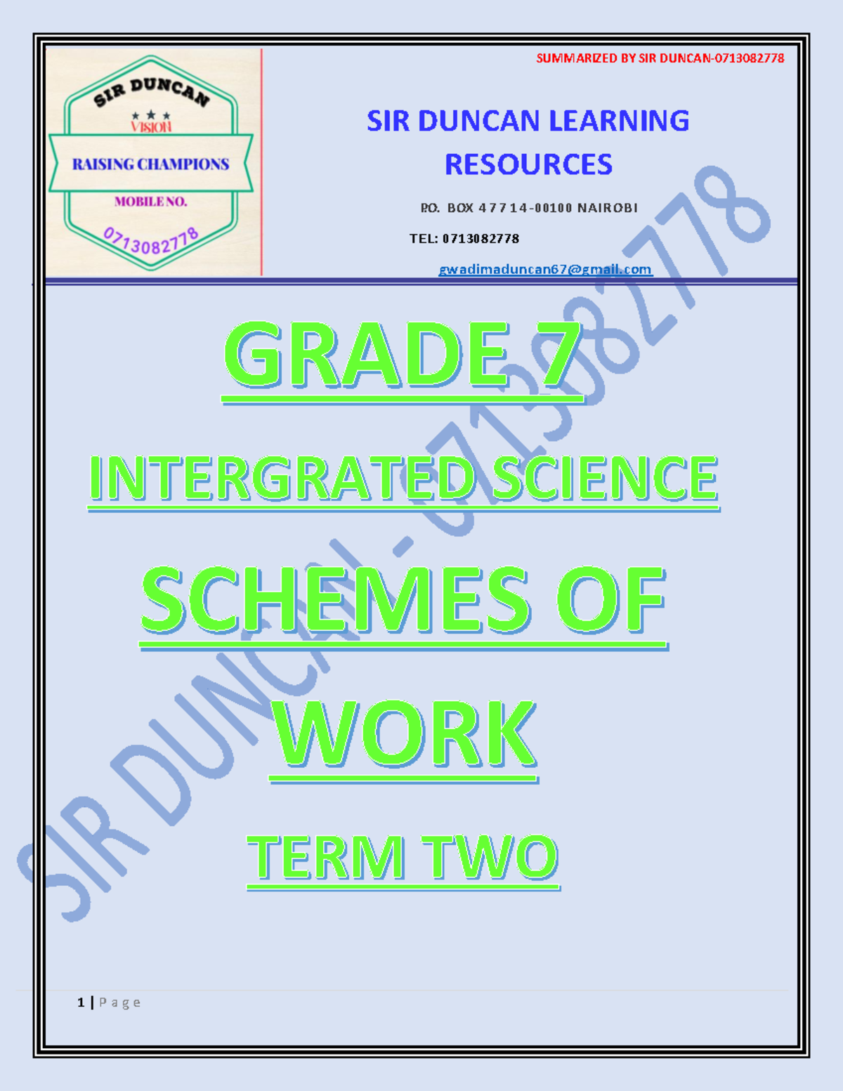 Grade 7 Integrated Science SOW for Term 2 - Summary Notes - Studocu