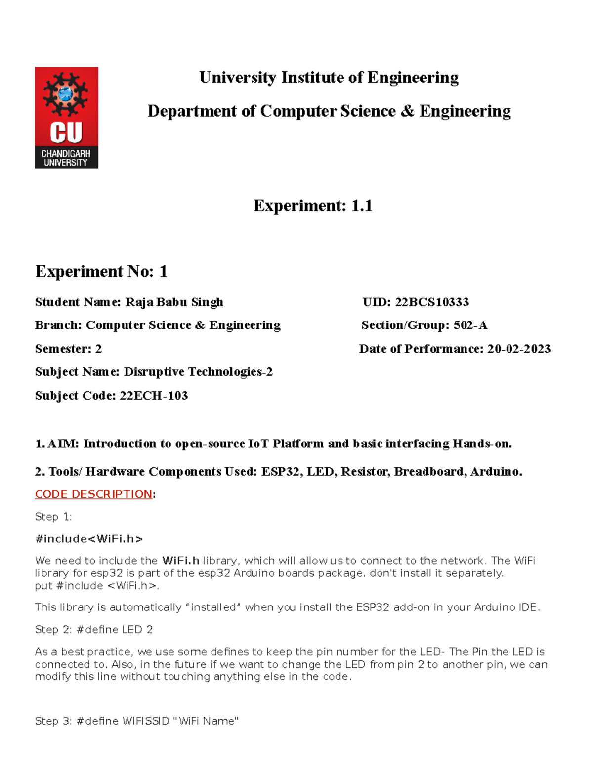 Introduction to open-source IoT Platform and basic interfacing Hands-on. - Department of ...