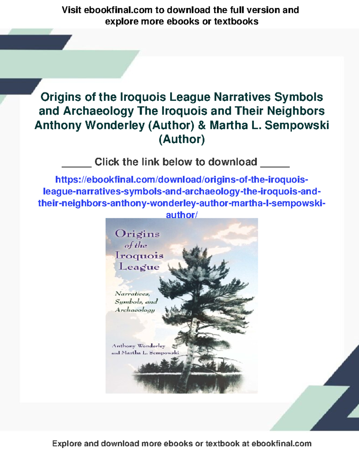 54510 - Origins of the iroquois league narratives symbols and ...