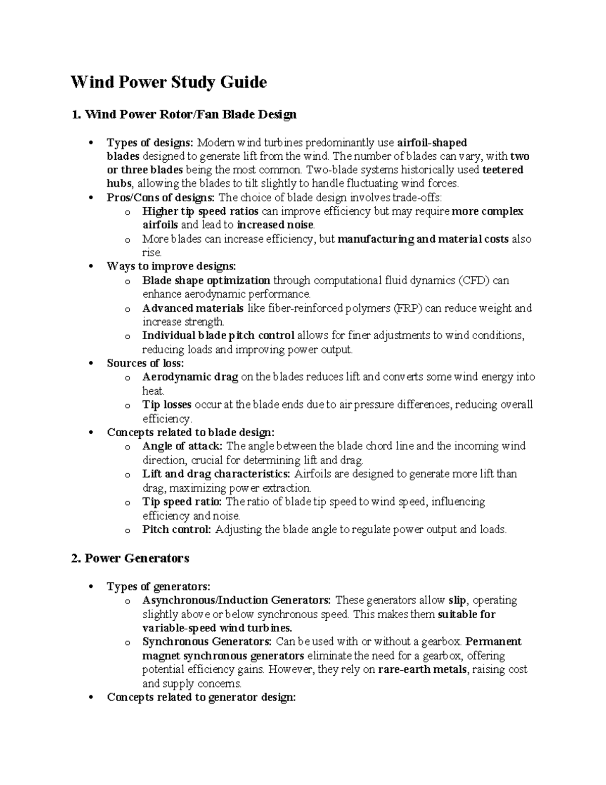 2025 ENGR 302 Wind Power Design and Technology Study Guide - Studocu