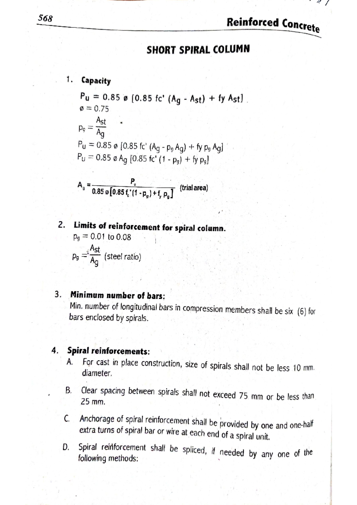 Reinforced Concrete 568 Spiral Column Design and Specifications - Studocu
