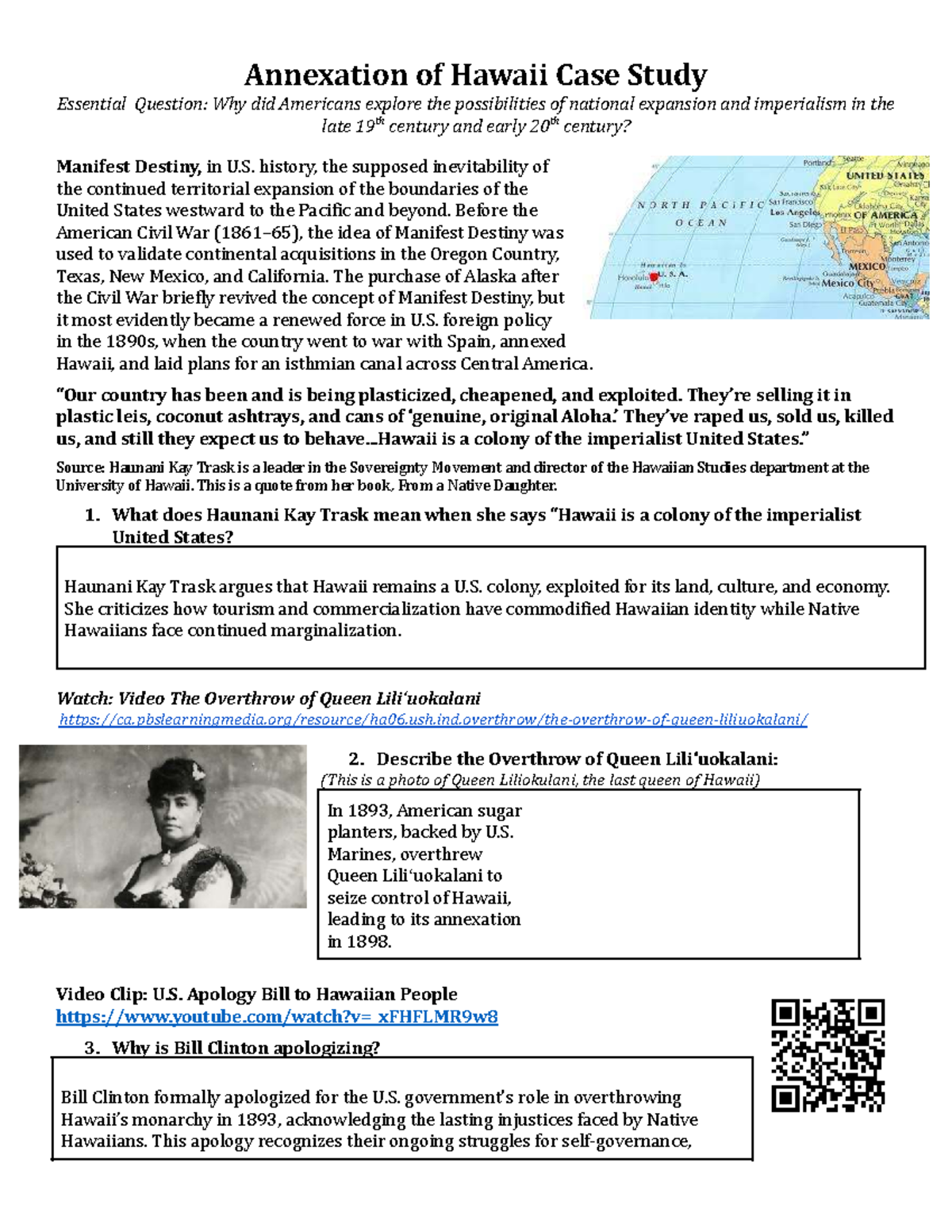 Copy of Hawaii case study - Annexation of Hawaii Case Study Essential ...