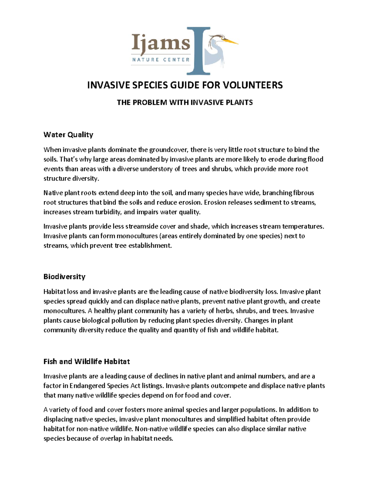 Full Invasive Species Guide for Volunteers R1 - INVASIVE SPECIES GUIDE ...
