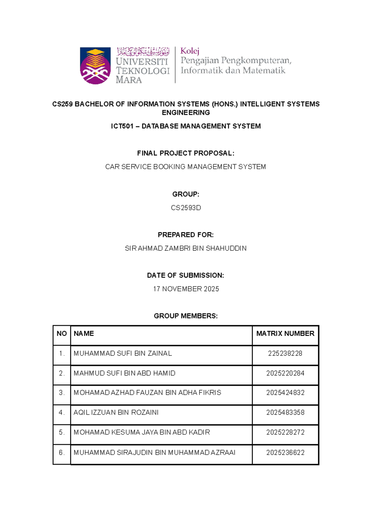CS259 Final Project Proposal: Car Service Booking Management System ...