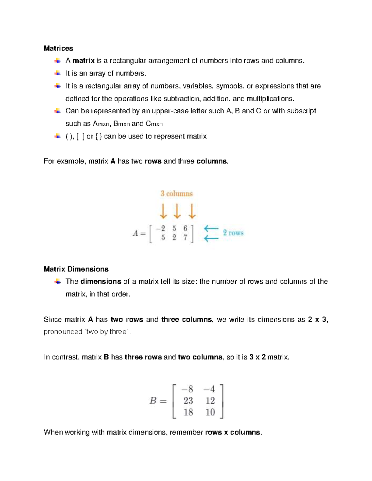 Lecture 4 - Matrices - Matrices A matrix is a rectangular arrangement of numbers into rows and ...