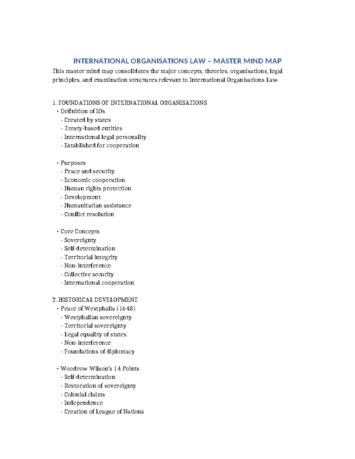 INTL ORG LAW MASTER MIND MAP: Key Concepts & Theories - Studocu