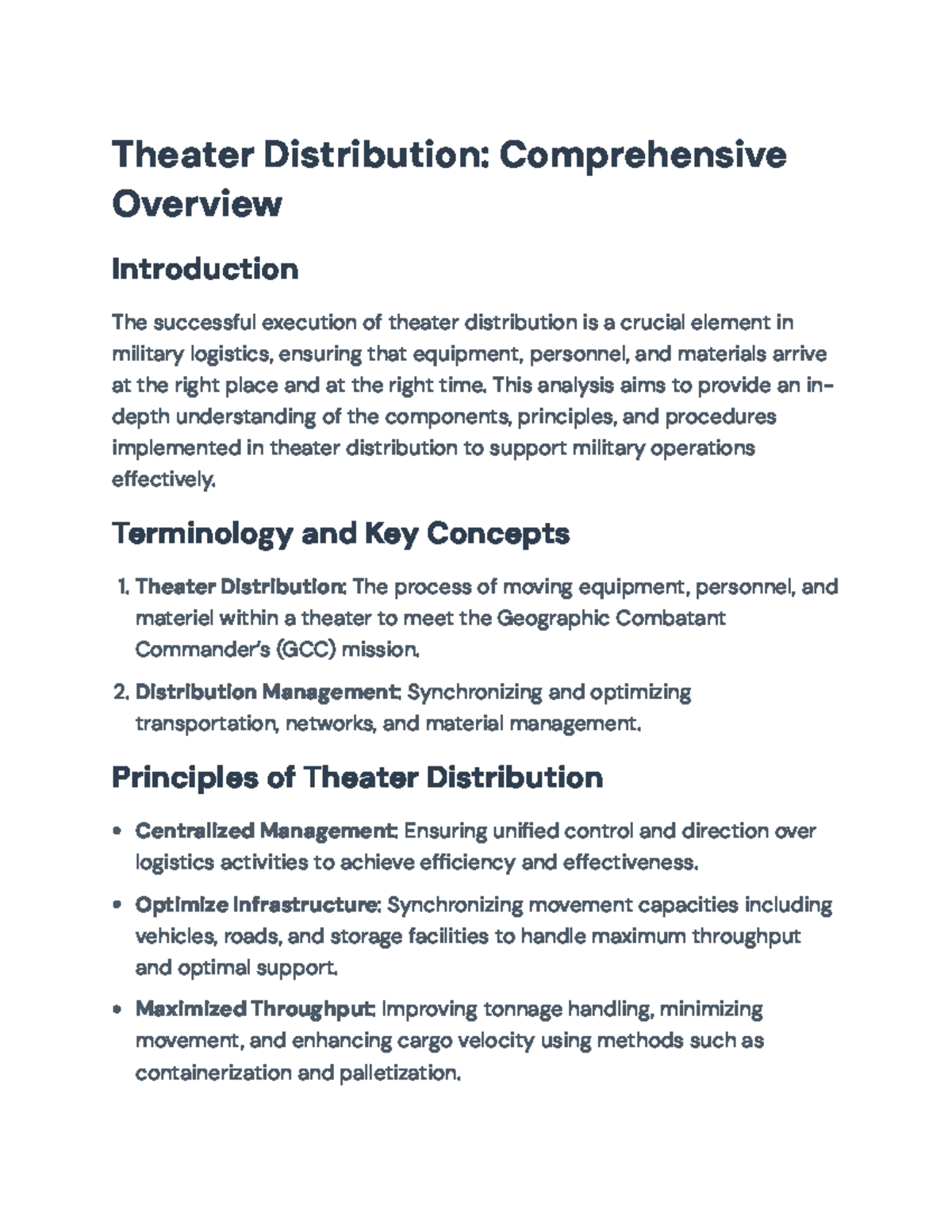 Theater Distribution (MIL 101): Ensuring Effective Logistics Support ...