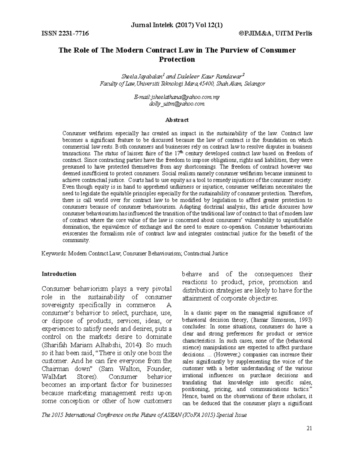 The Role of Modern Contract Law in Consumer Protection - LAW 101 - Studocu