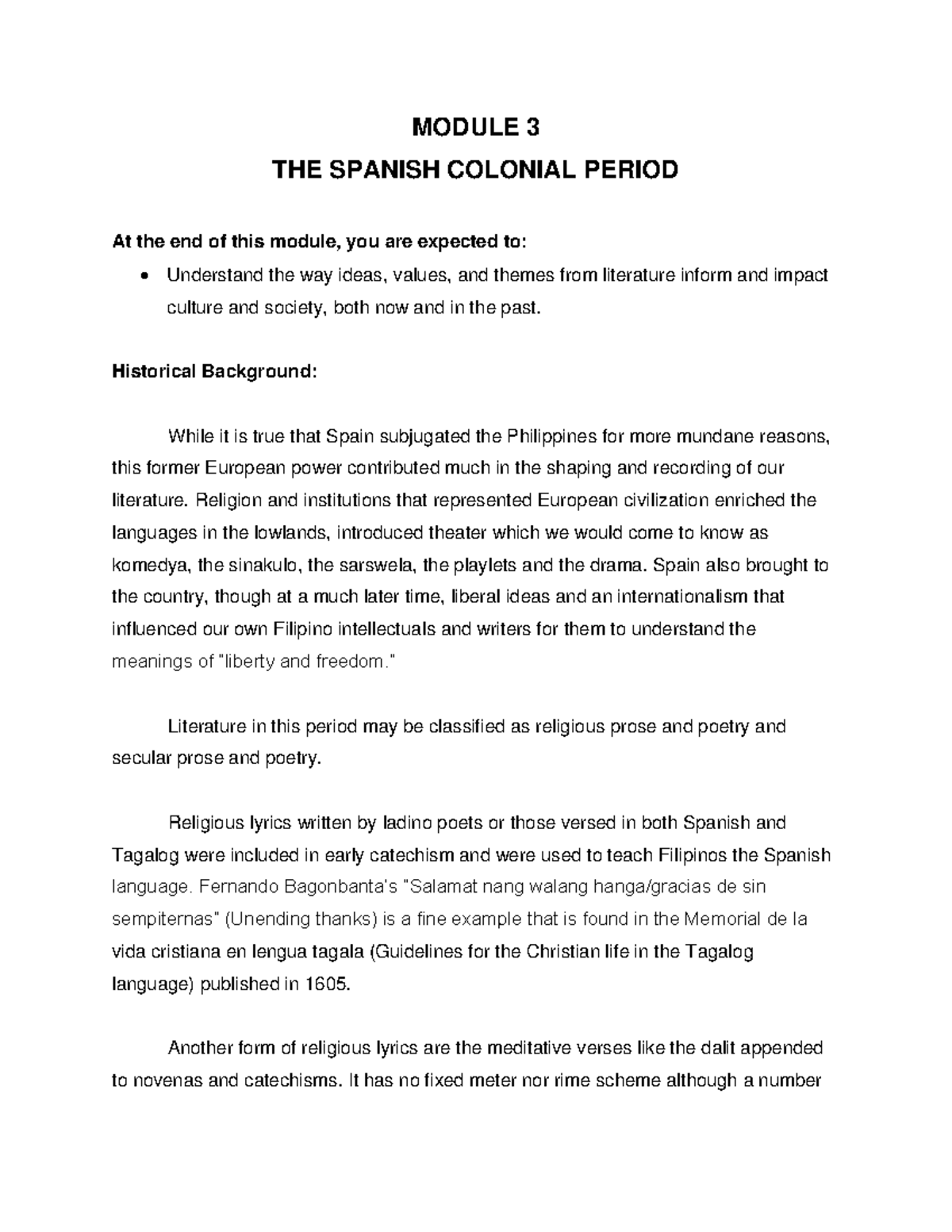 Spanish Colonial Period: Literature's Impact on Philippine Culture ...