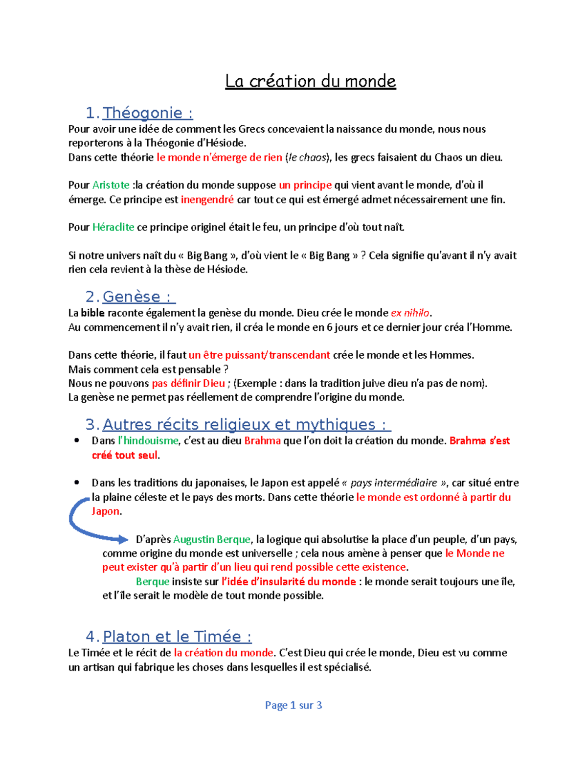 La création du monde - Fiche de lecture pour Culture général prépa ECG ...