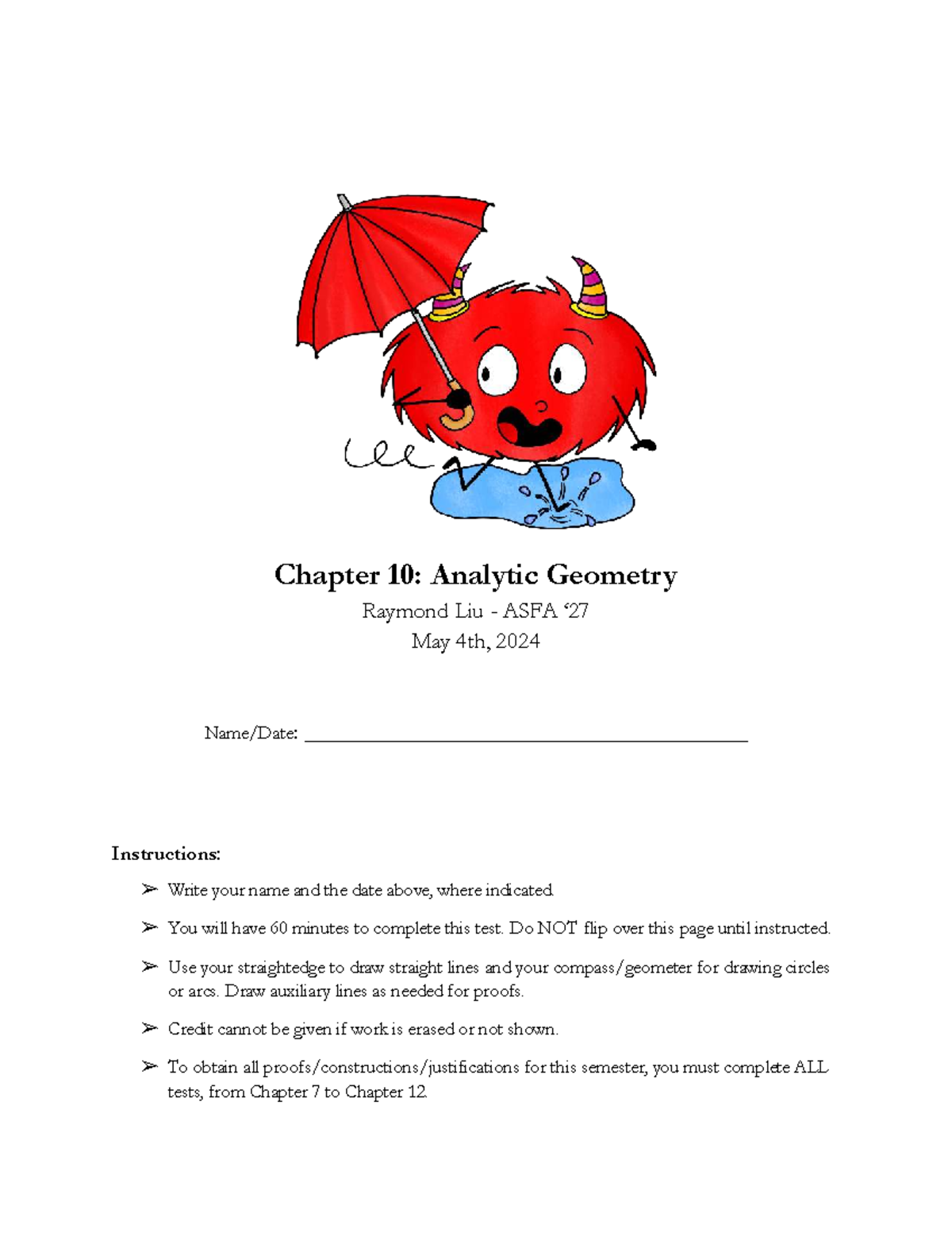 Honors Geometry Test 10: Analytic Geometry notes for ASFA - Studocu