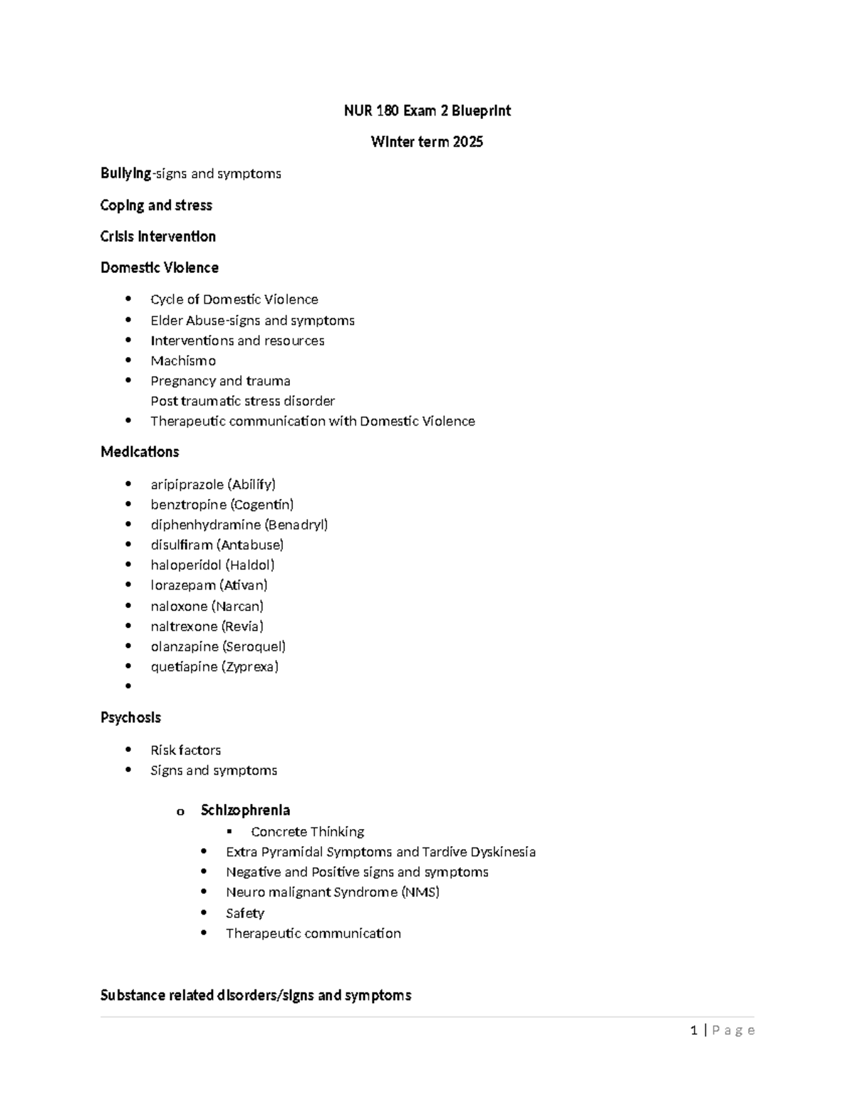 NUR 180 Exam 2 Blueprint Overview for Winter Term 2025 - Studocu
