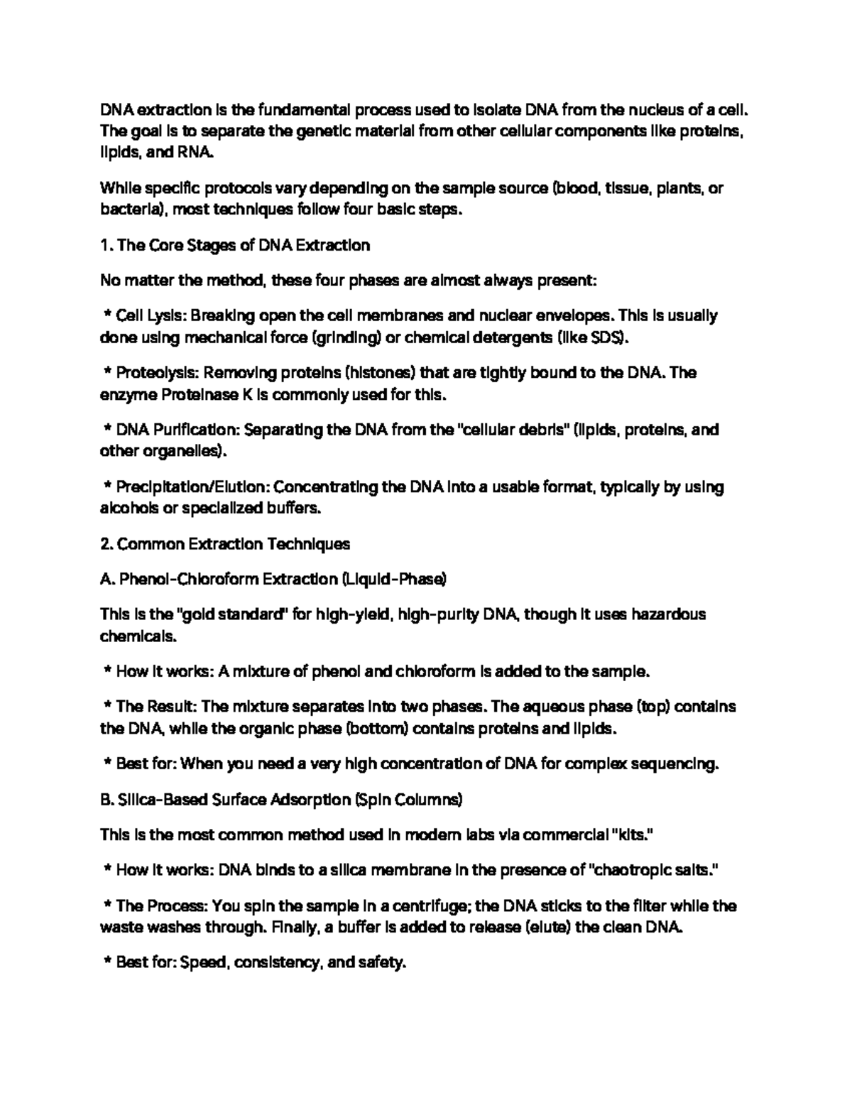 DNA Extraction Techniques: A Comprehensive Overview - Studocu