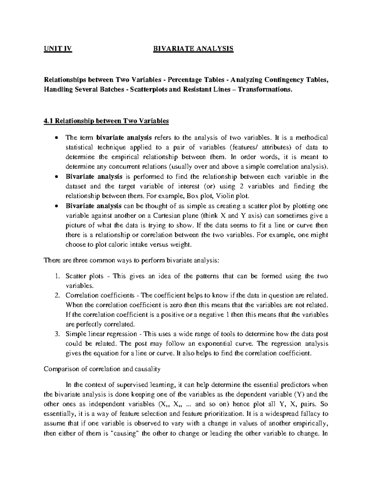 DEV Unit IV Bivariate Analysis: Exploring Relationships & Techniques ...