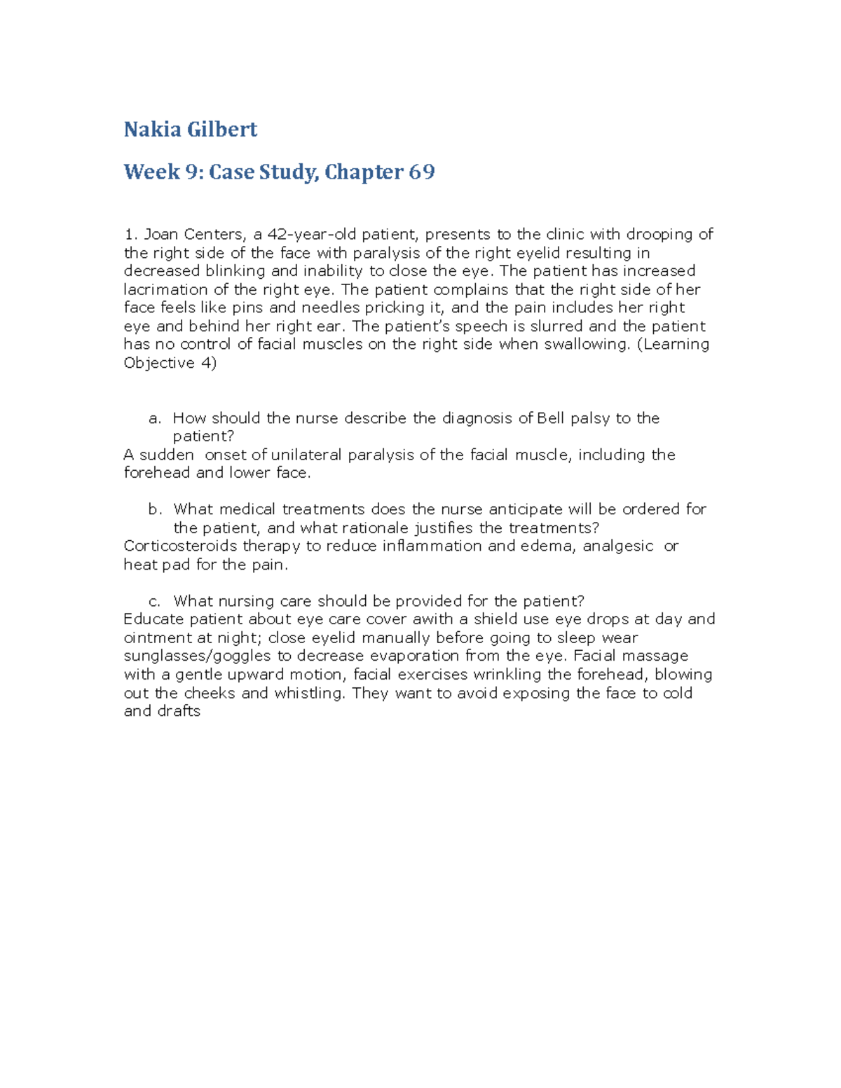 Wk 9 case study (002)-1 #1 - Nakia Gilbert Week 9: Case Study, Chapter ...