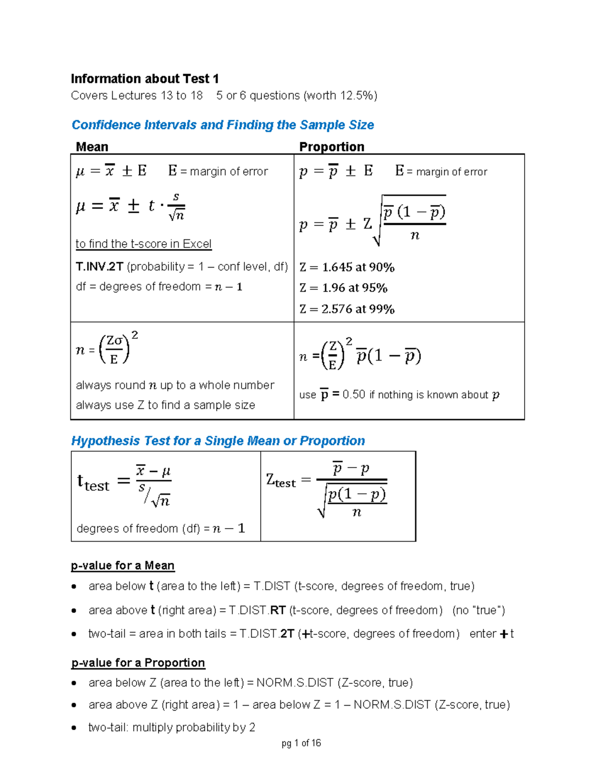 Test 1 Info and Practice Tests - Information about Test 1 Covers ...