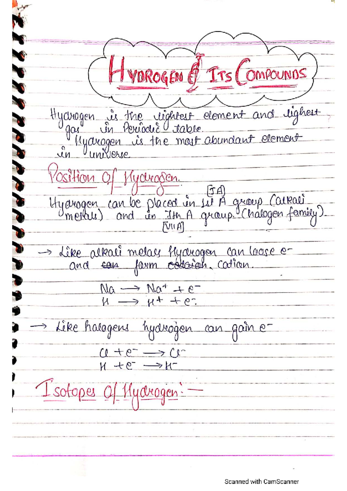 Hydrogen and Its Compounds: Overview and Key Concepts (CHEM101) - Studocu