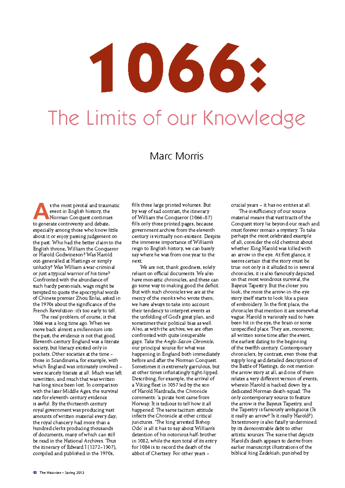 Marc Morris - The Norman Conquest: Knowledge Limitations Examined - Studocu