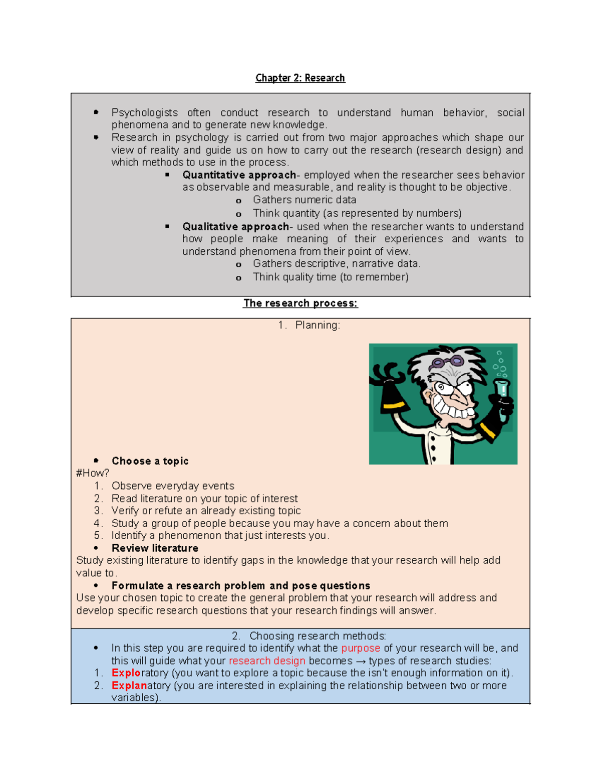 Psychology Chapter 2: Research Summary and Methodology Overview - Studocu