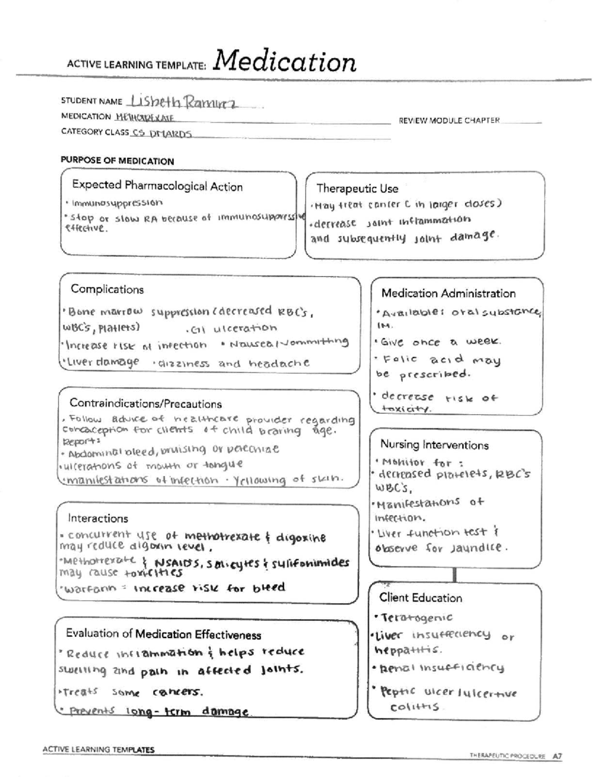 ACTIVE LEARNING TEMPLATE: Methotrexate Review for CS DMARDS - Studocu